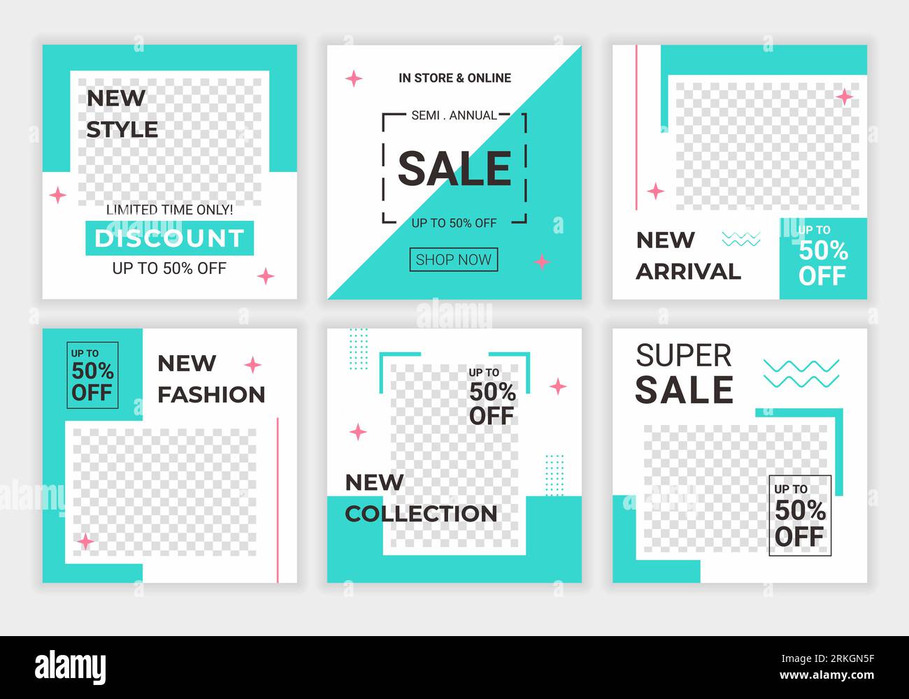 Set of 6 editable square templates for social media posts in pastel ...