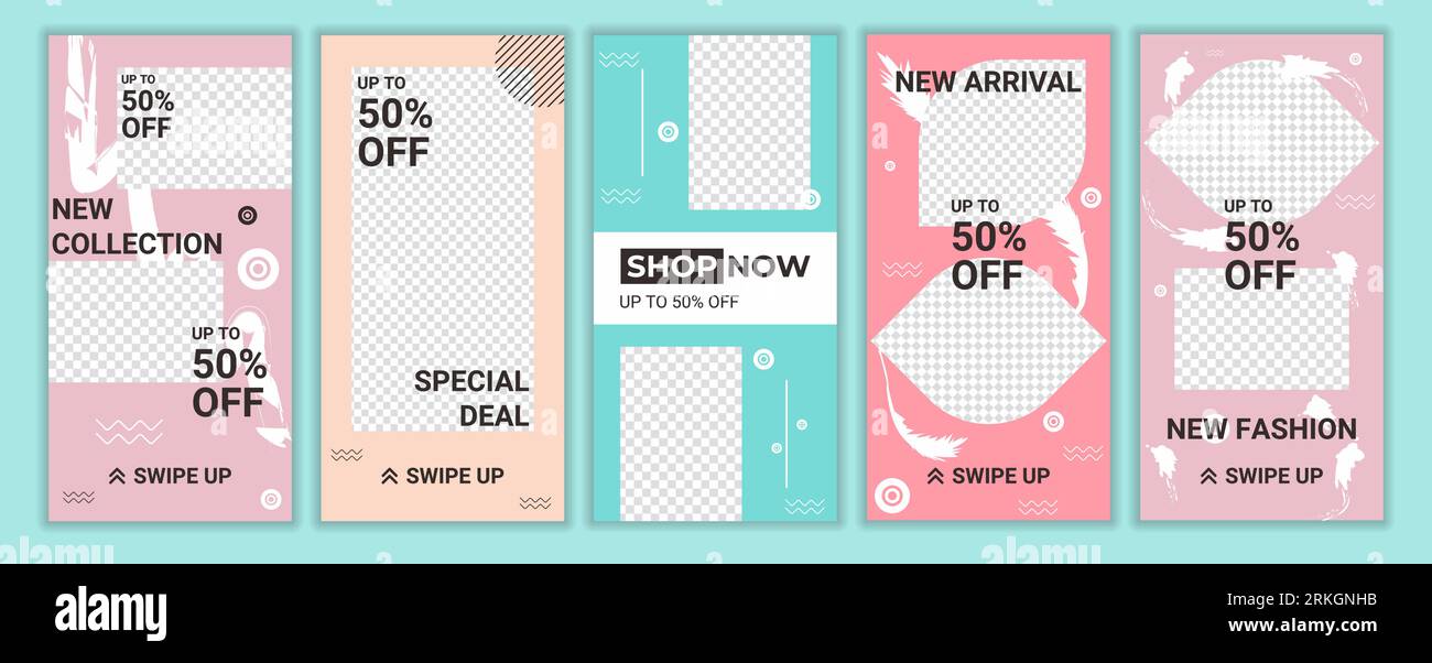 Set of square stylish, trendy layout templates for social media stories ...