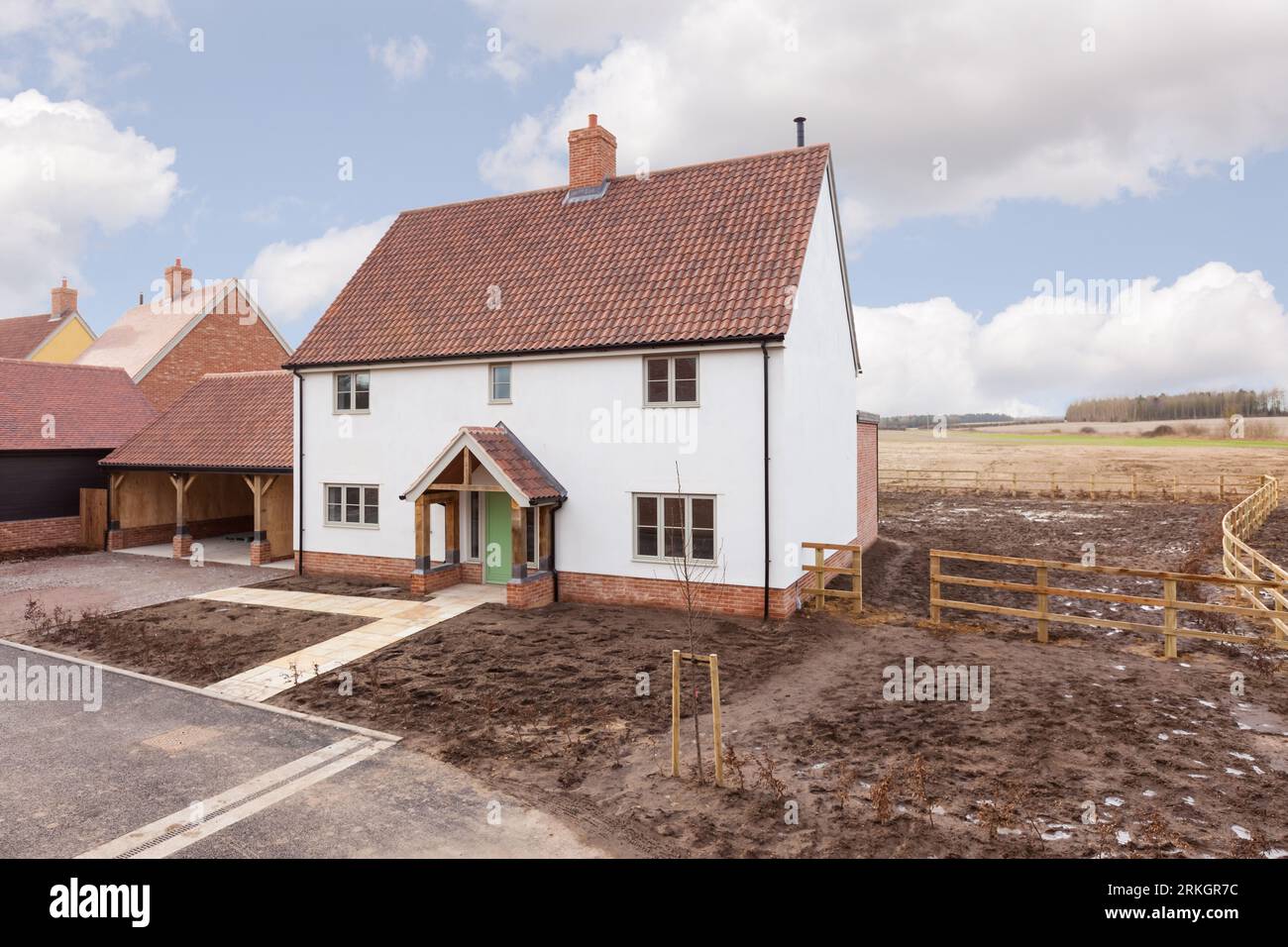 Stradishall, Suffolk, England - Jan 18 2019: Luxury new housing ...