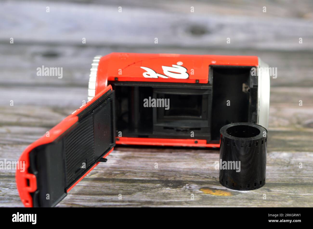 Giza, Egypt, August 19 2023: Coca-Cola reusable film camera, build in ...