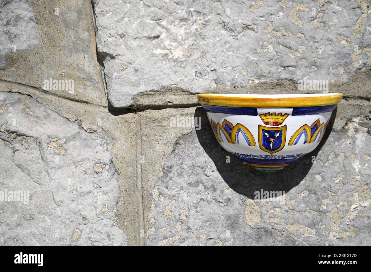 Handmade glazed ceramic wall planter with the Cefalù Coat of Arms ...
