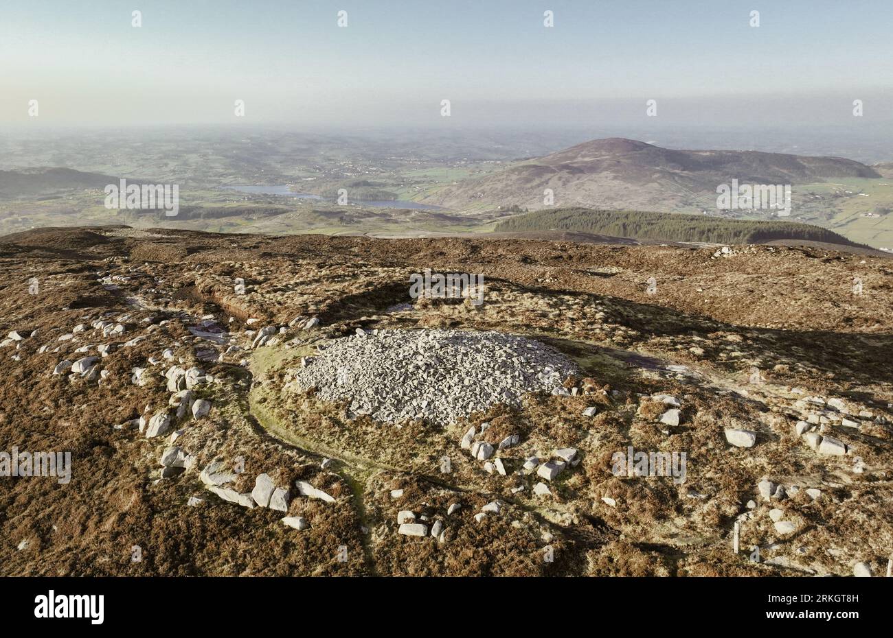 An aerial view of Slieve Gullion mountain in Northern Ireland, showing ...