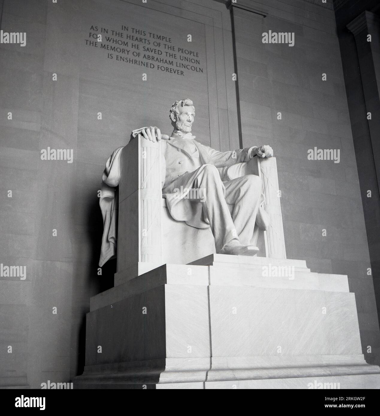 1960s, historica, large marble statue of Abraham Lincoln, the 16th U.S ...