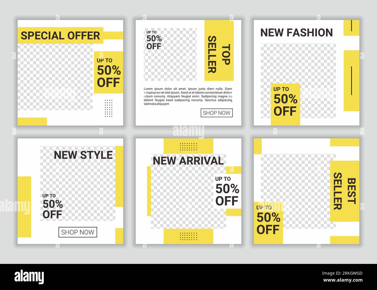 Set of fresh color social media post template, promo, discount, sale ...