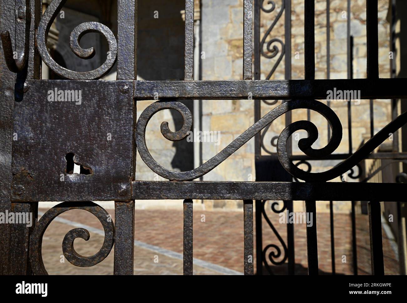 Antique wrought iron entrance gate detail of the Norman-Arab-Byzantine ...