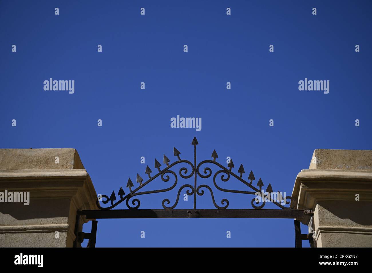 Antique wrought iron entrance gate finials of the Norman-Arab-Byzantine ...