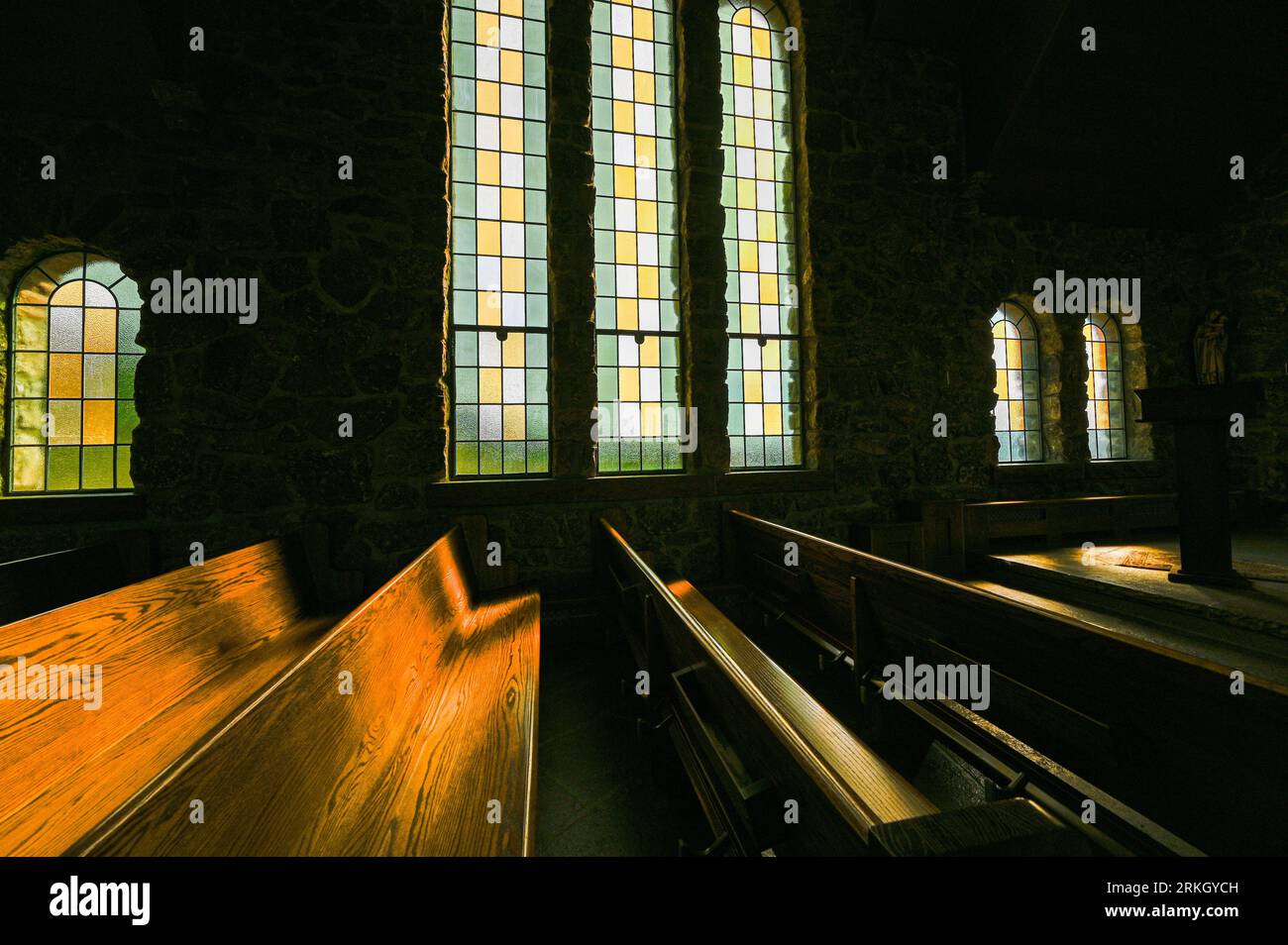 Light shining through stained glass windows hi-res stock photography ...