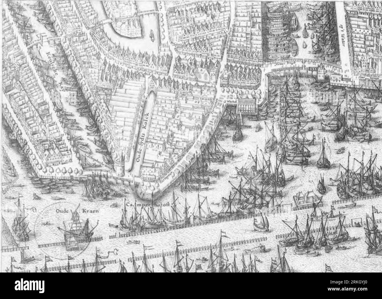 Detail of 1625 map of Amsterdam Stock Photo - Alamy