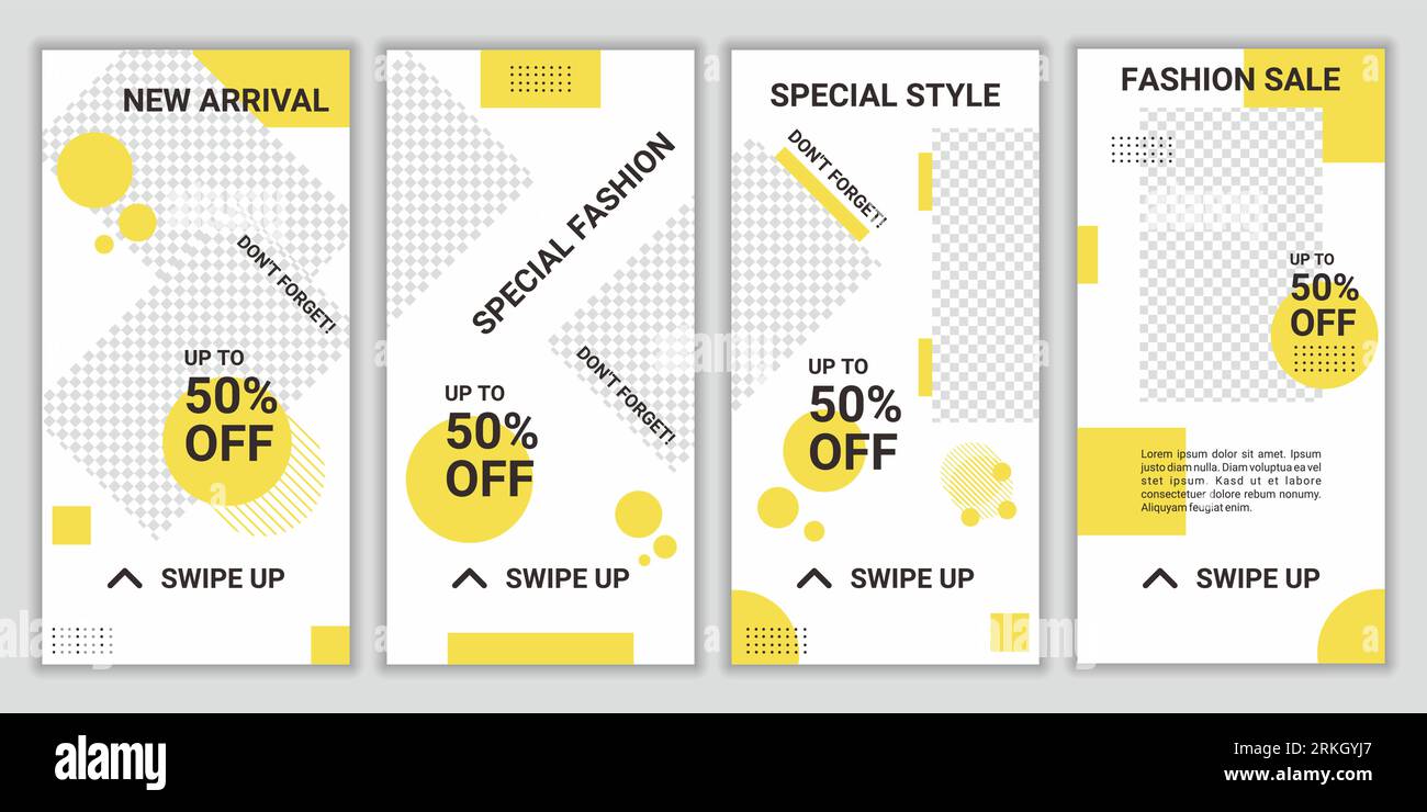 Social media ig story frame set background template with cream yellow ...