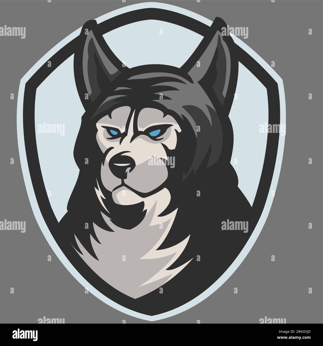Danger wolves mascot e-sport logo design isolated on grey background ...