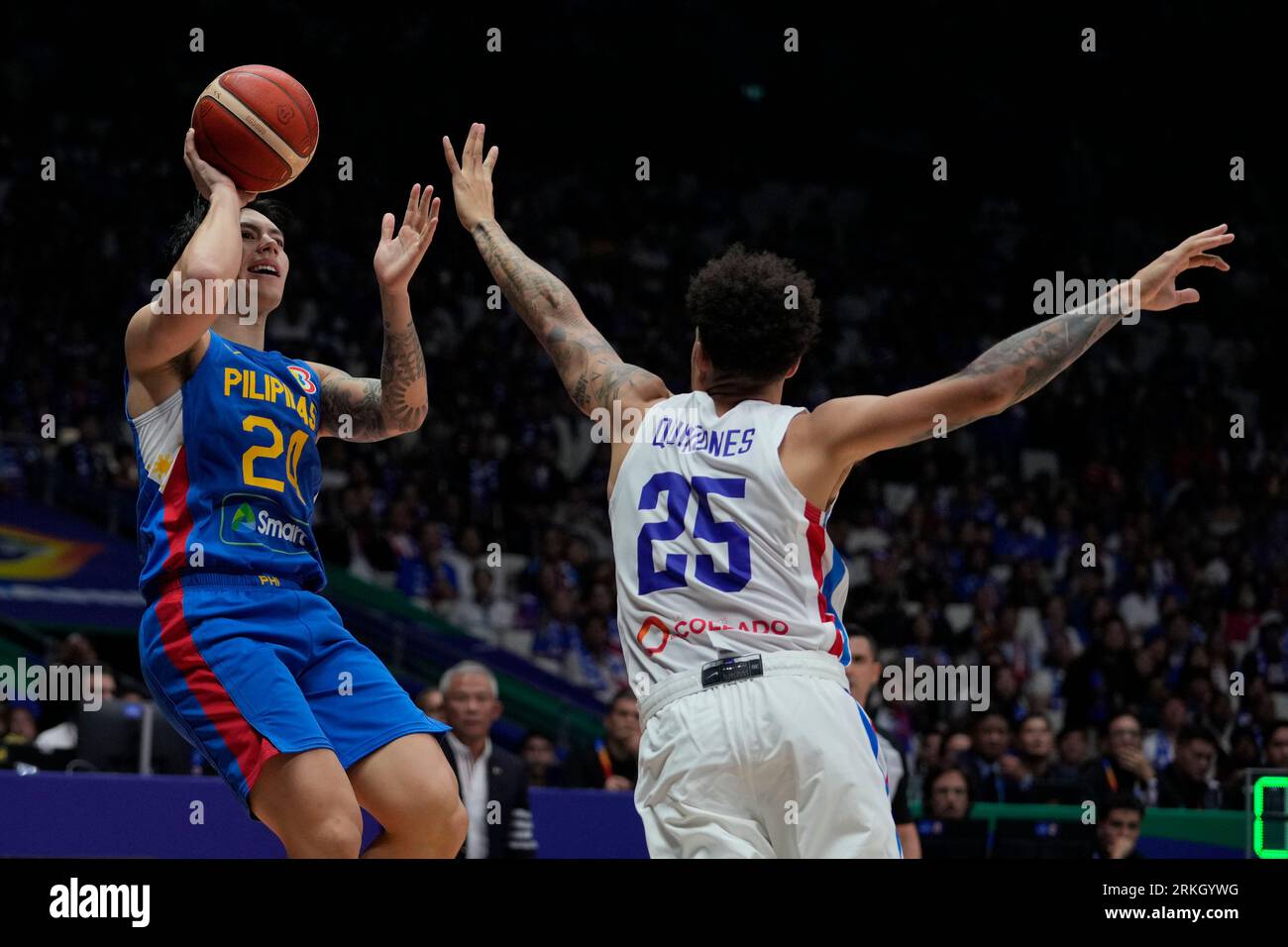 Philippines guard Dwight Ramos (24) shoots against Dominican Republic ...