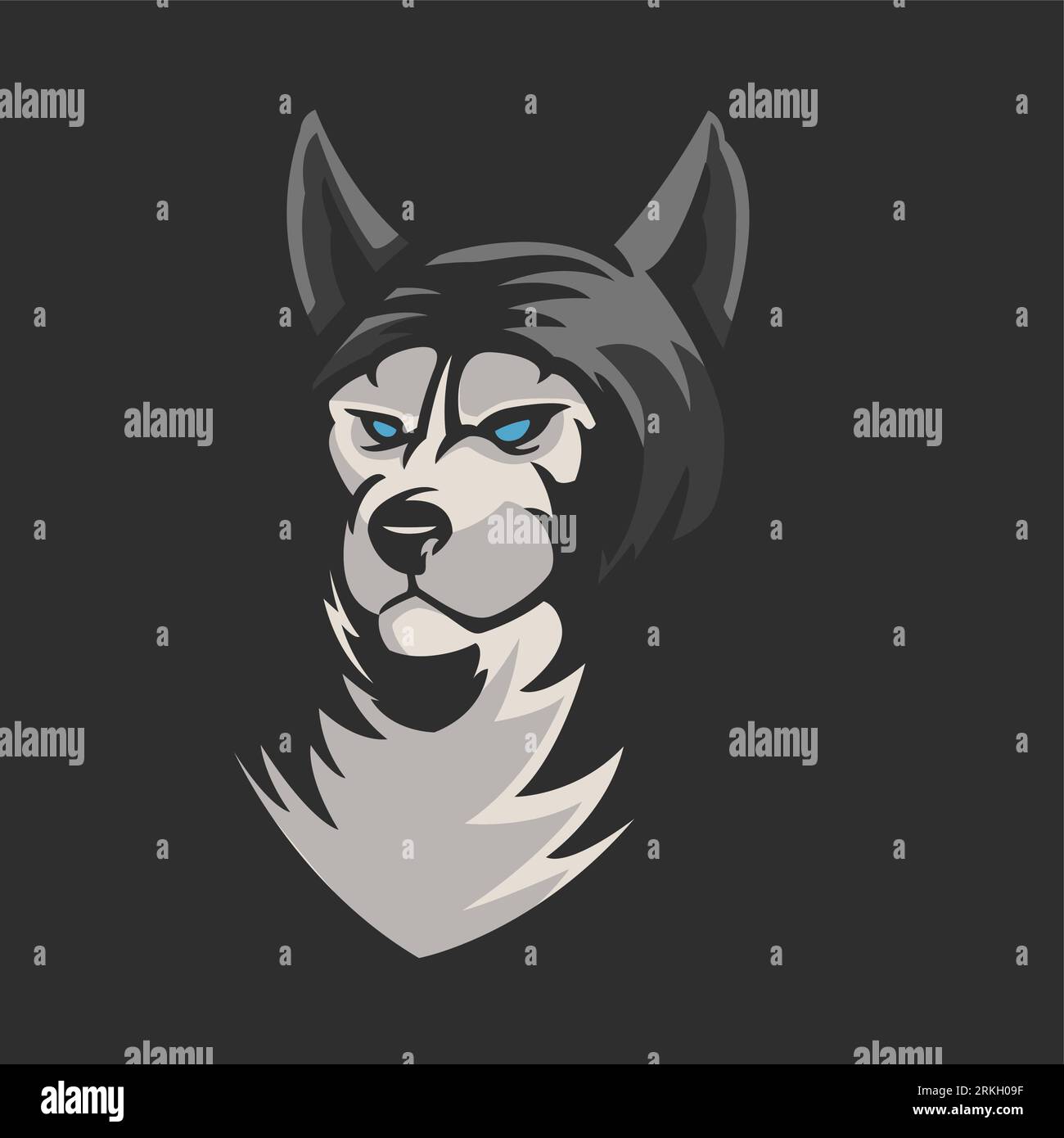 Cool wolves face mascot e-sport logo design isolated on dark grey ...