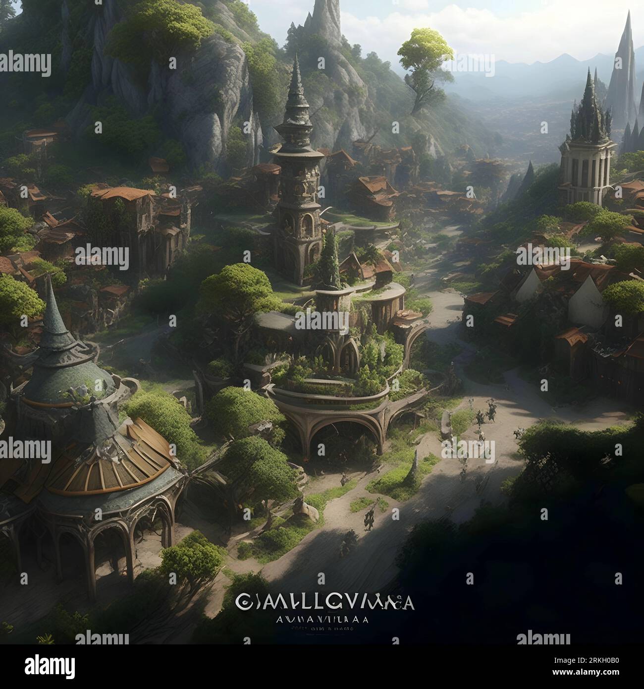 This vibrant, high-resolution image captures an idyllic fantasy ...