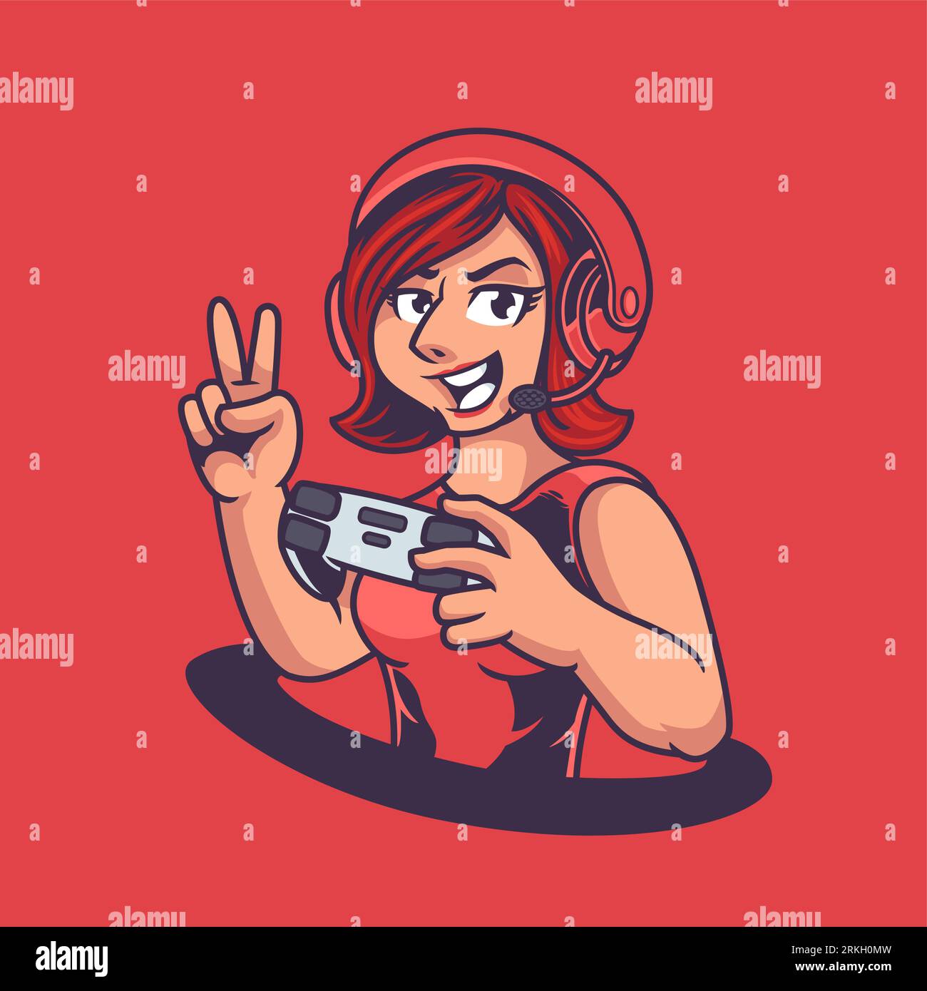 Gamer Girl Mascot Gaming E Sport Logo Template Beautiful Ladies