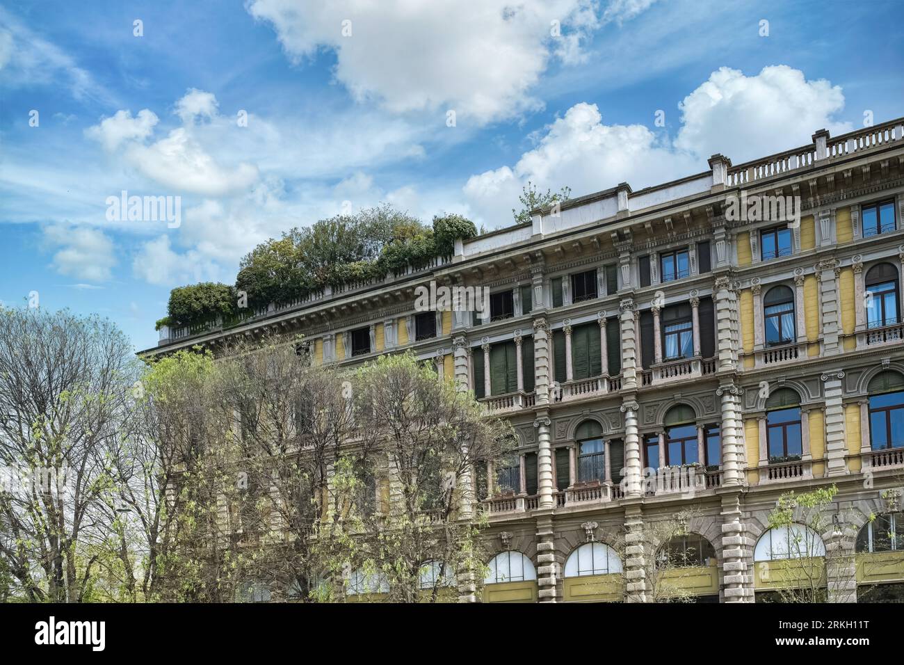 Milan, in Italy, beautiful classical buildings, in the historic center ...