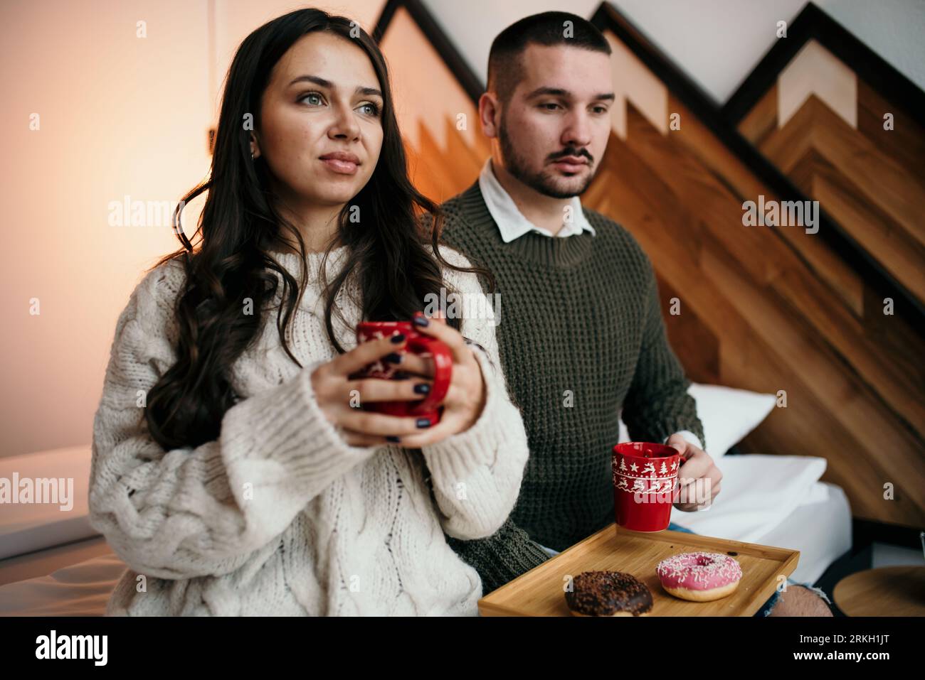 Happy couple cuddle coffee hi-res stock photography and images - Alamy