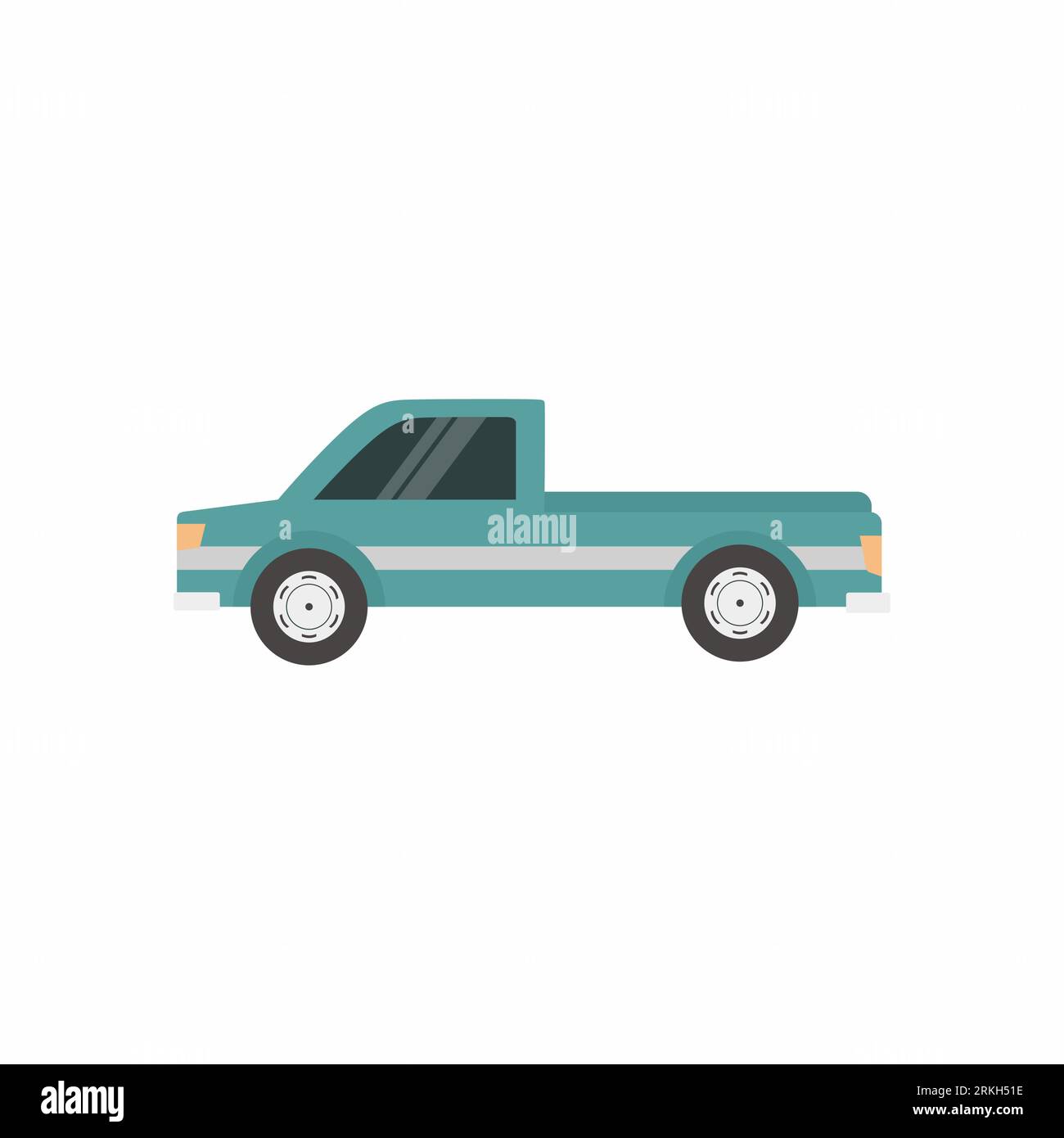 Pickup truck vector illustration. Flat icon of pickup isolated on white ...