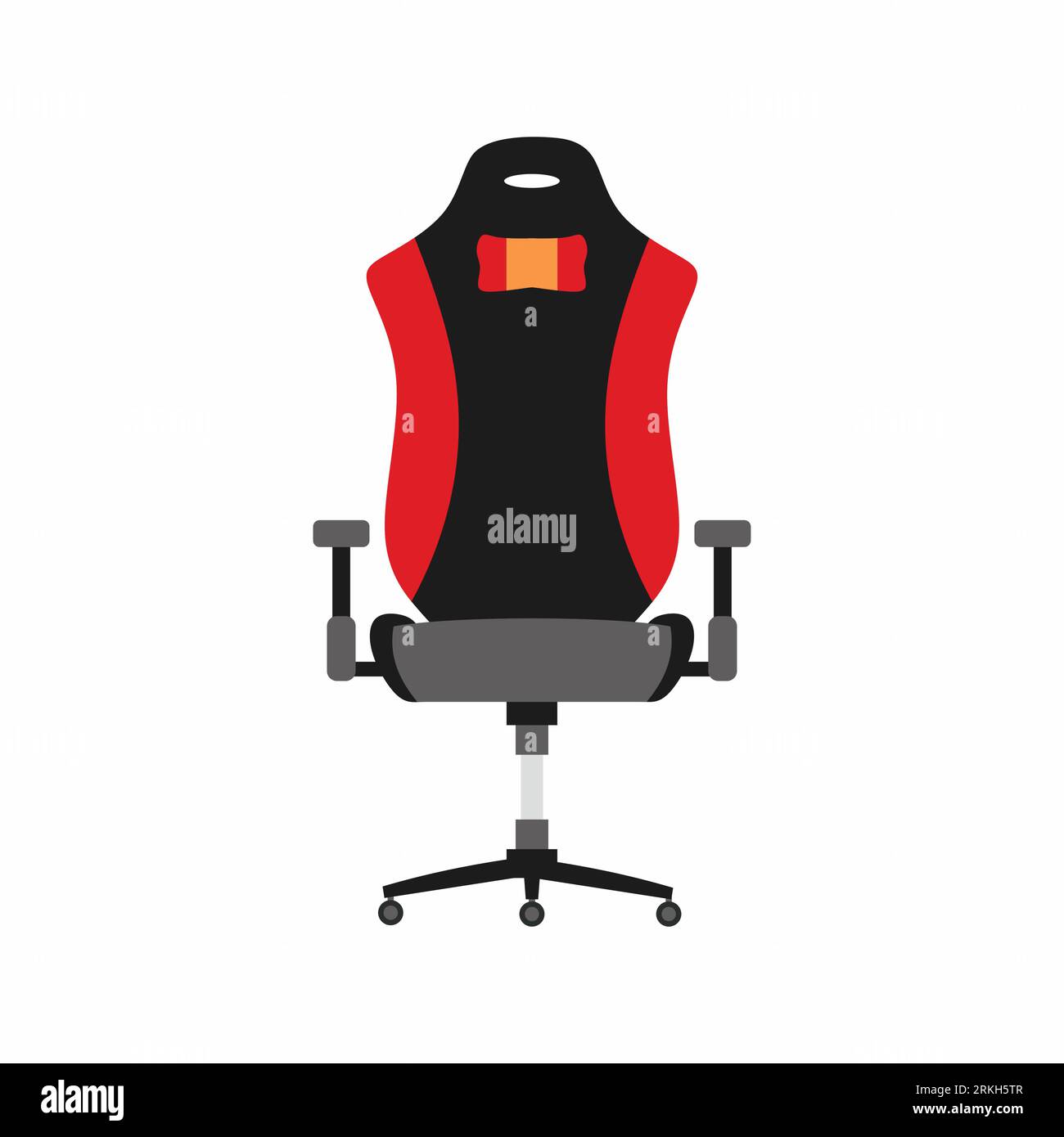 Dark and red gaming chair isolated on white background flat icon ...