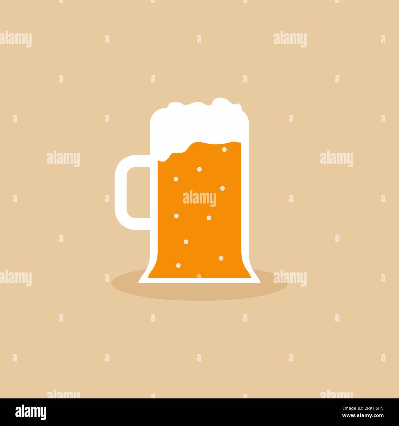 A glass of beer flat icon design element. Root beer foam in big mug ...
