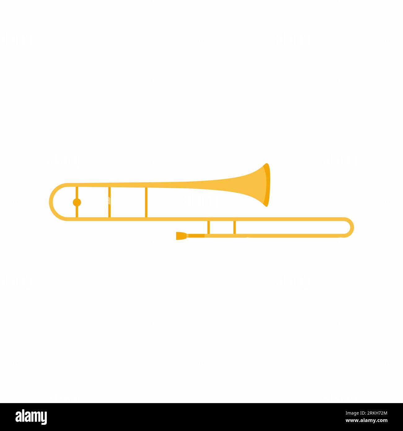 Trombone flat icon. Brass band, symphony orchestra, concert. Musical instruments concept cartoon ...