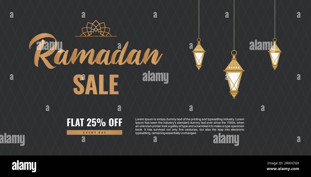 Ramadan mega offers banner design with traditional arabic hanging ...