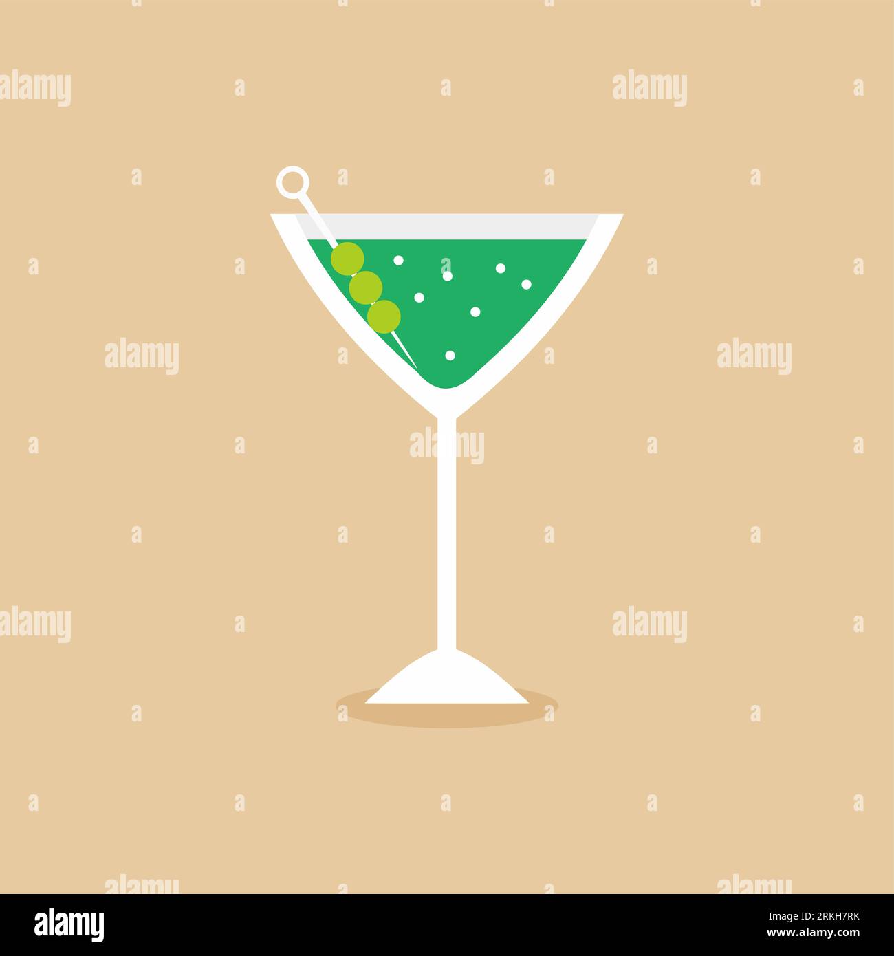 Glass for vermouth icon in flat style. Wineglass on pastel color ...