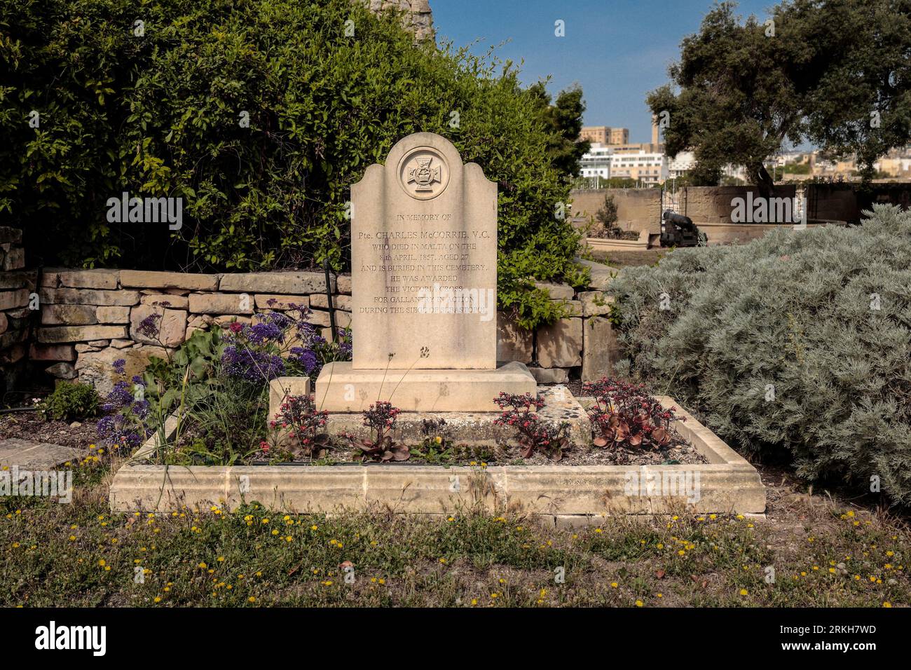 Headstone, tomb of Charles McCorrie, one of the earliest recipients of ...
