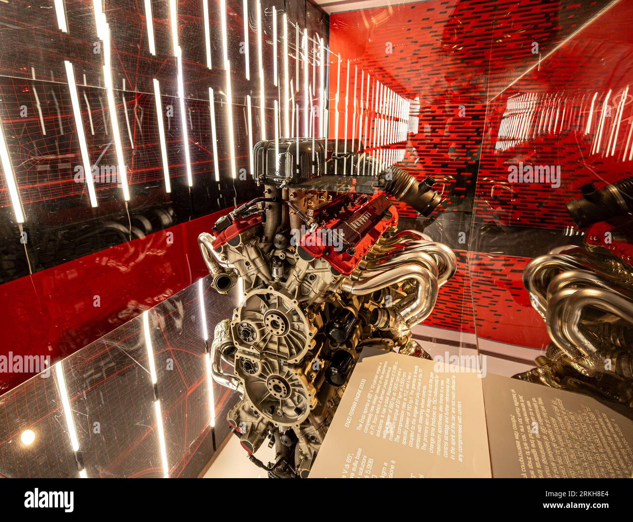 A vintage Ferrari V12 engine on display in a museum in Italy Stock ...