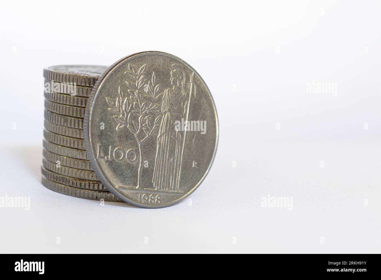 A white background with an Italian coin in the center Stock Photo - Alamy