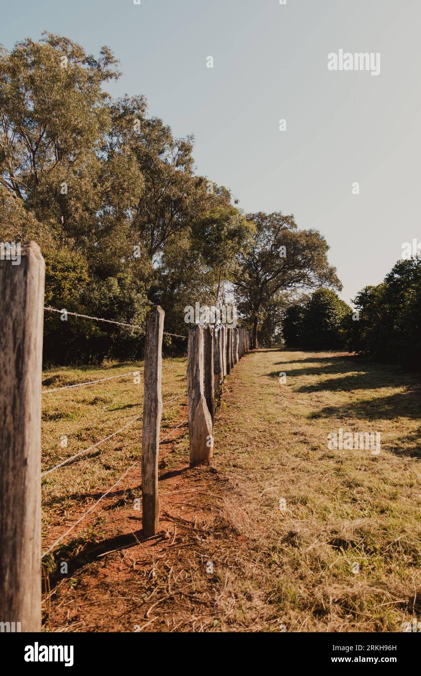 fence in the countryside landscape Stock Photo - Alamy