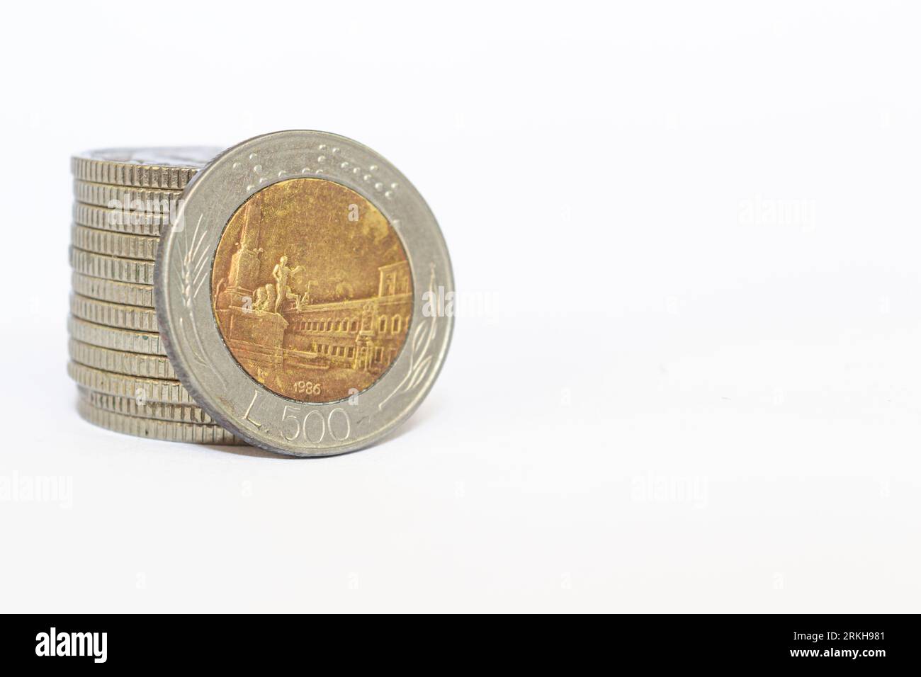 A white background with an Italian coin in the center Stock Photo - Alamy