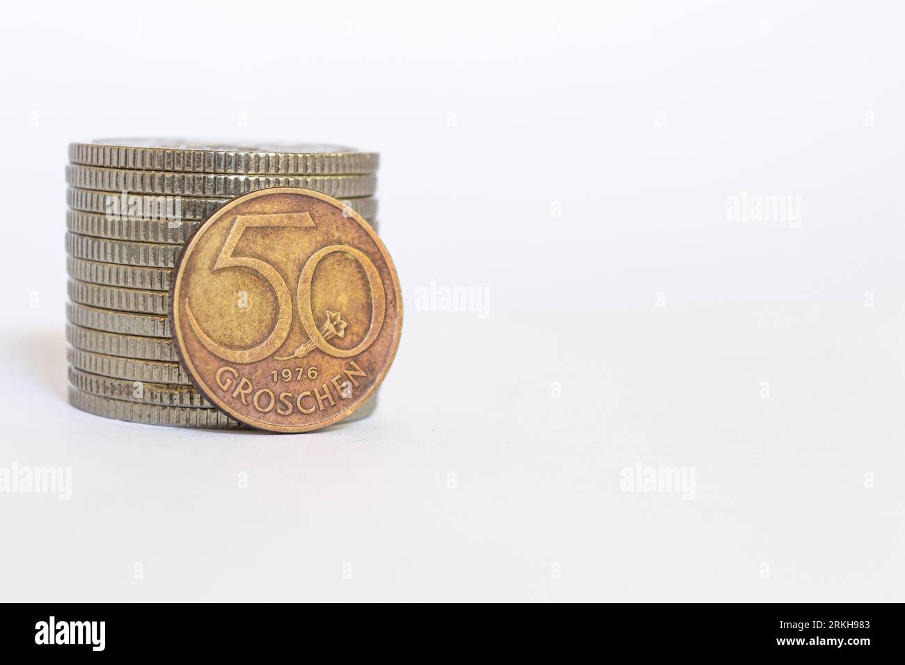 A close-up view of an Austrian Groschen coin Stock Photo - Alamy