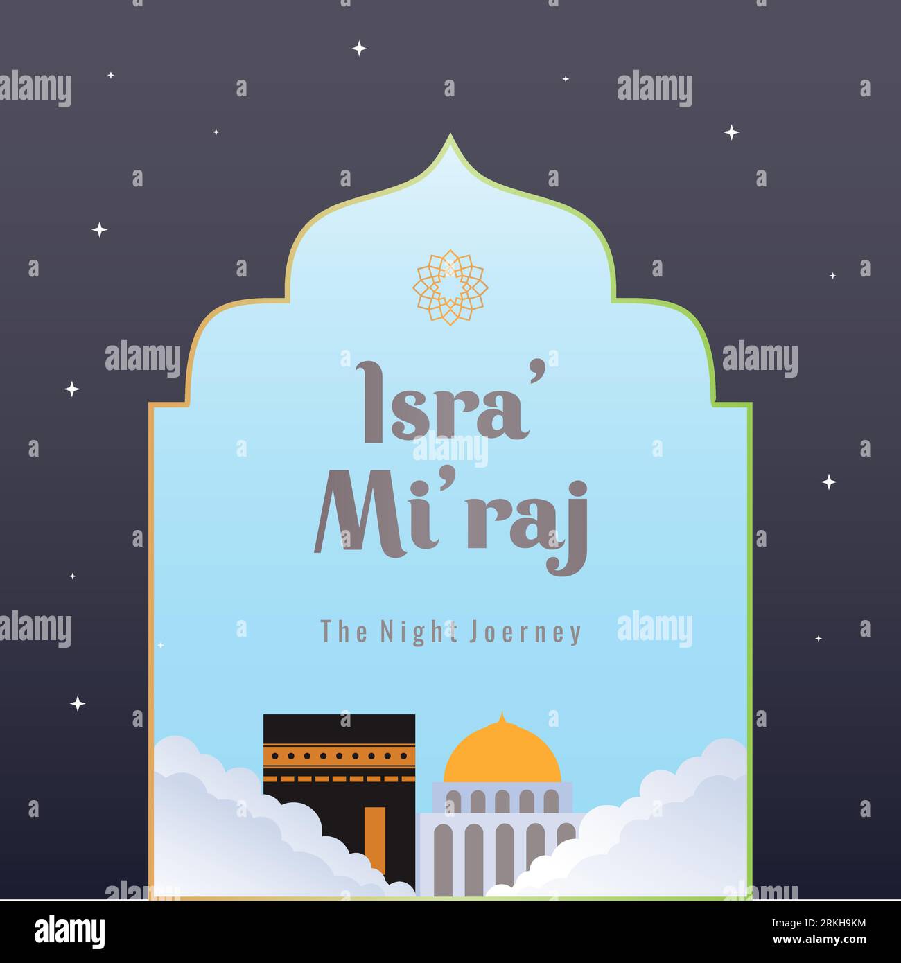 Isra and mi'raj greeting islamic illustration vector design. The night ...
