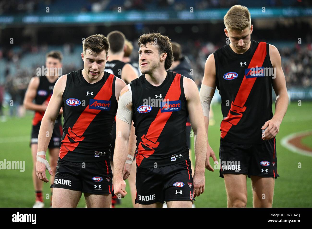 Melbourne, Australia. 25th Aug, 2023. Zach Merrett of Essendon (left ...