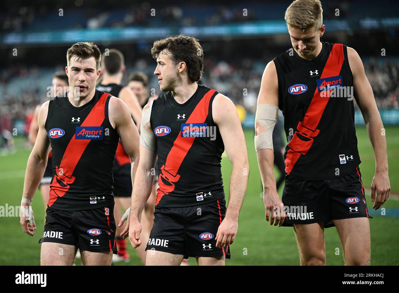 Melbourne, Australia. 25th Aug, 2023. Zach Merrett of Essendon (left ...