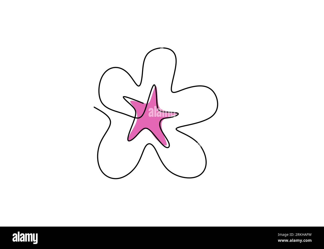 One continuous line drawing of cherry blossom. Beauty Sakura branch ...