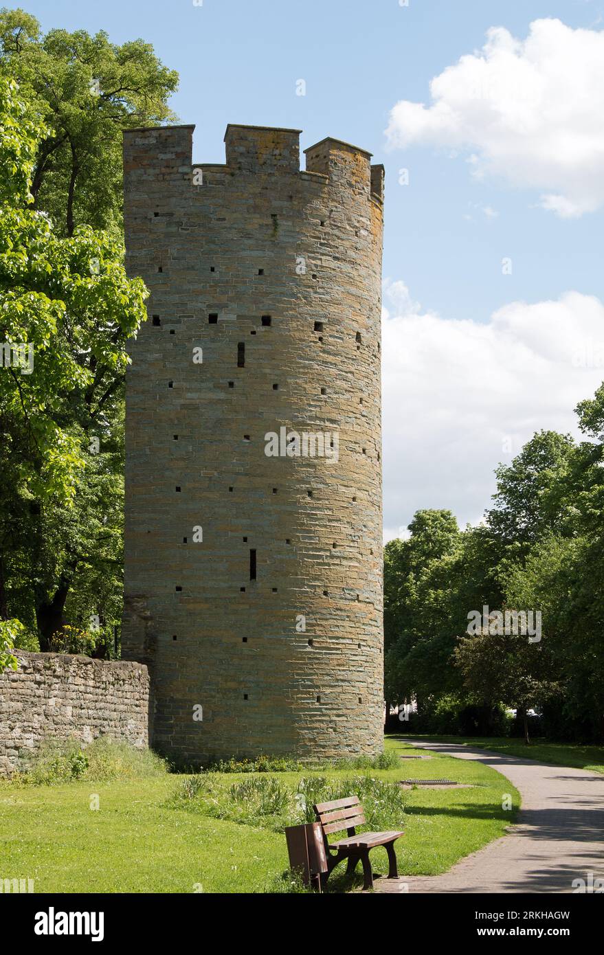 An ancient and well-preserved medieval fortified tower in the town of ...