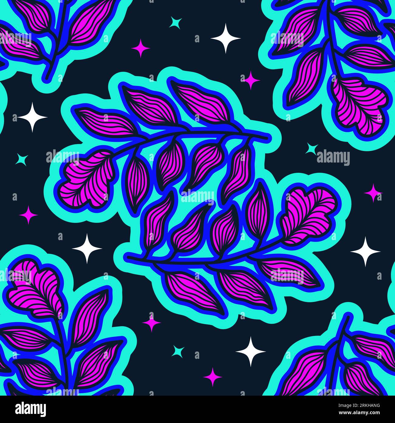 Seamless Floral Pattern in Retro 90s Style. Cute Botanical Contemporary ...