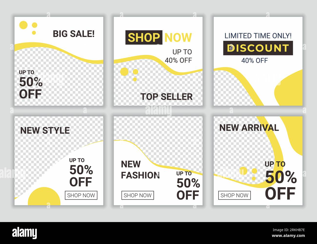 Set collection of square unique puzzle editable modern social media ...