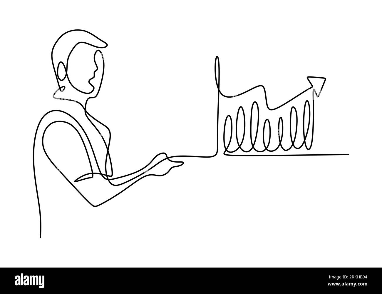 Continuous one single line drawing of young manager giving presentation ...