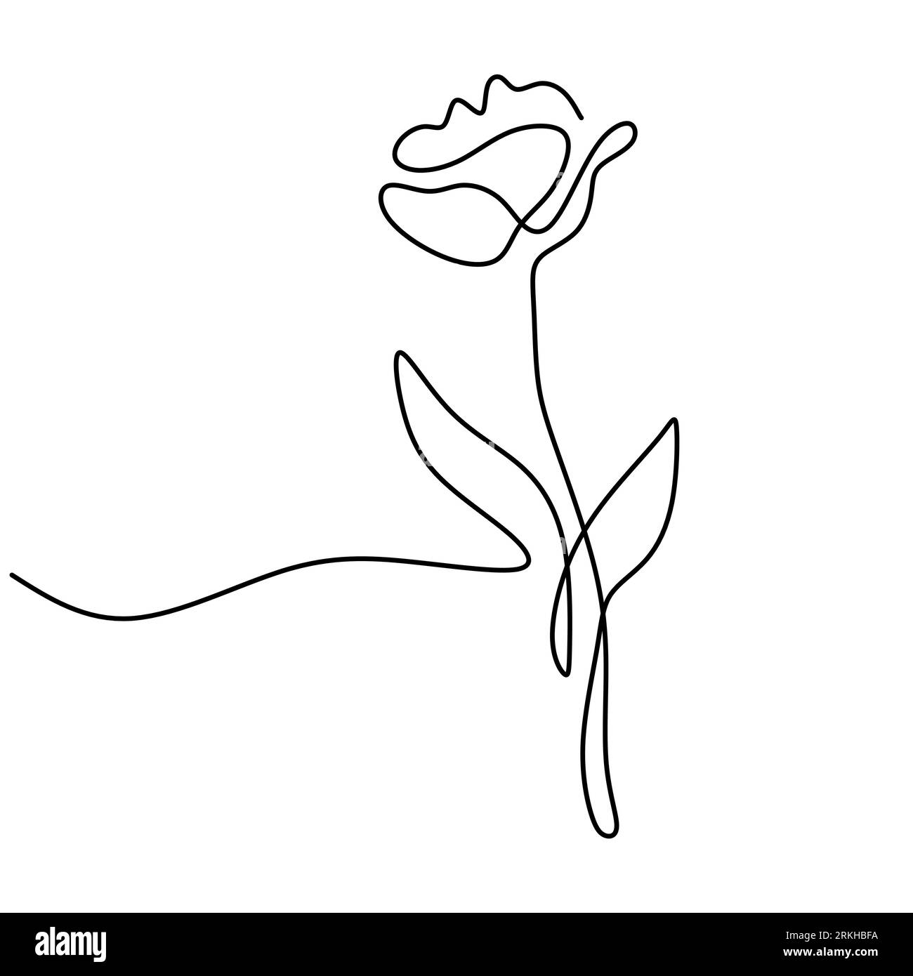Tulip flower one continuous line art minimalist contour drawing. Spring ...