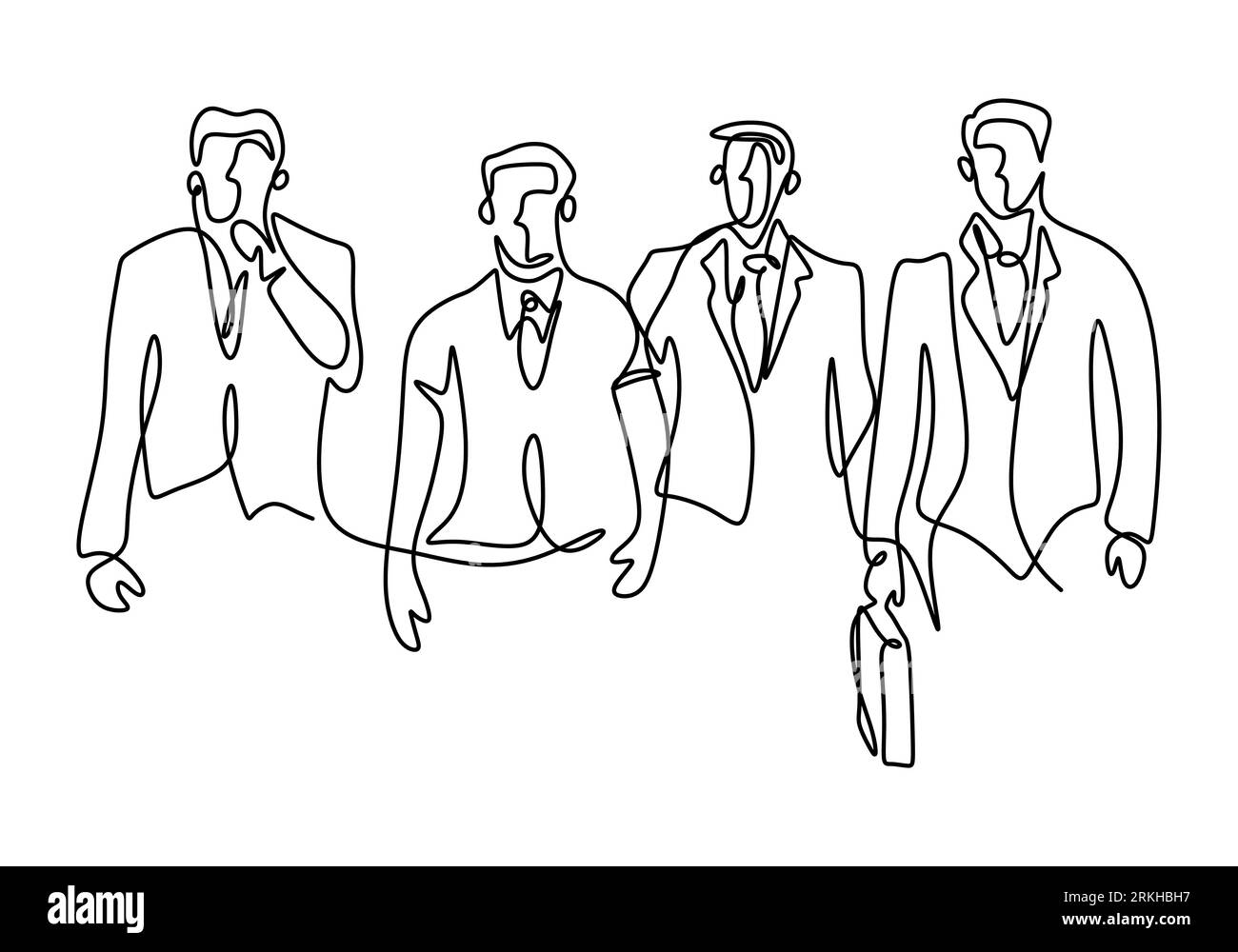One continuous line drawing of businessman standing with confident pose ...
