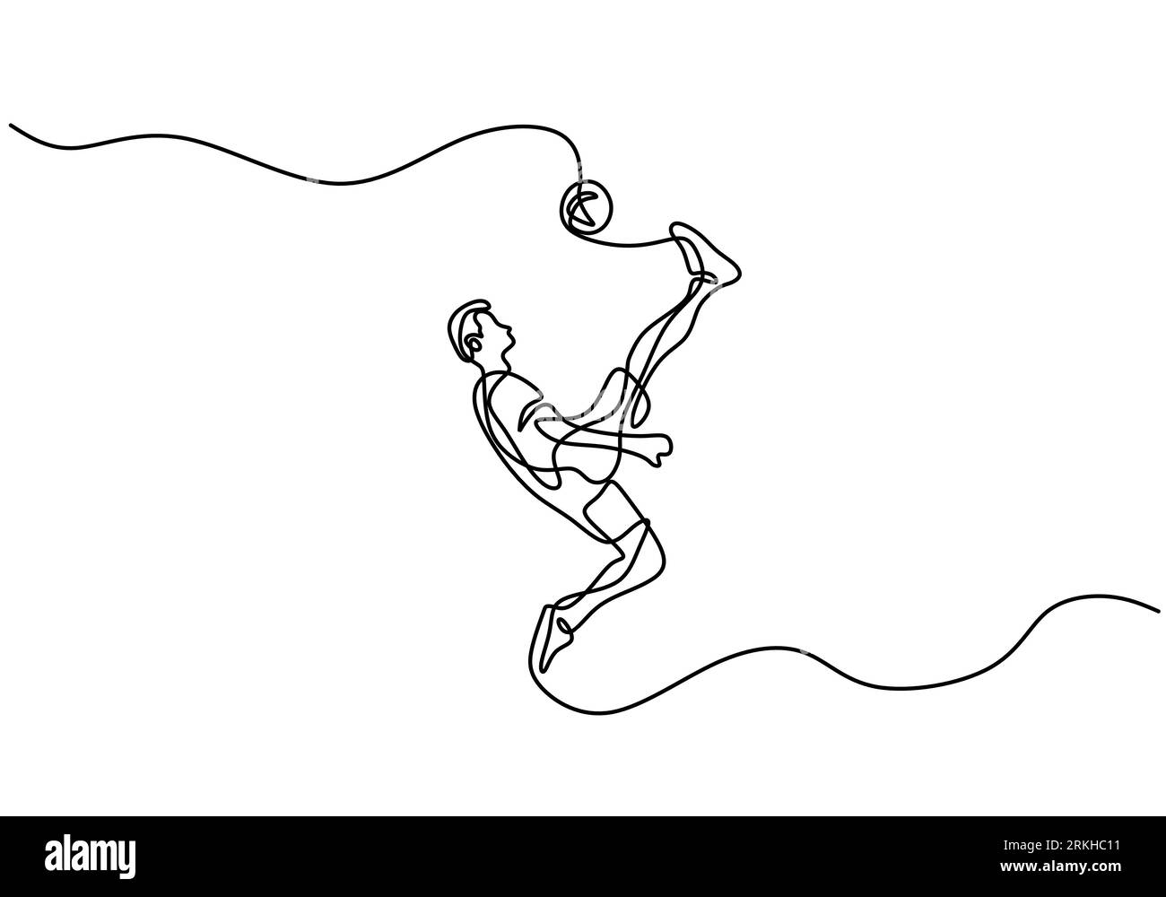 One continuous line drawing of young professional football player ...