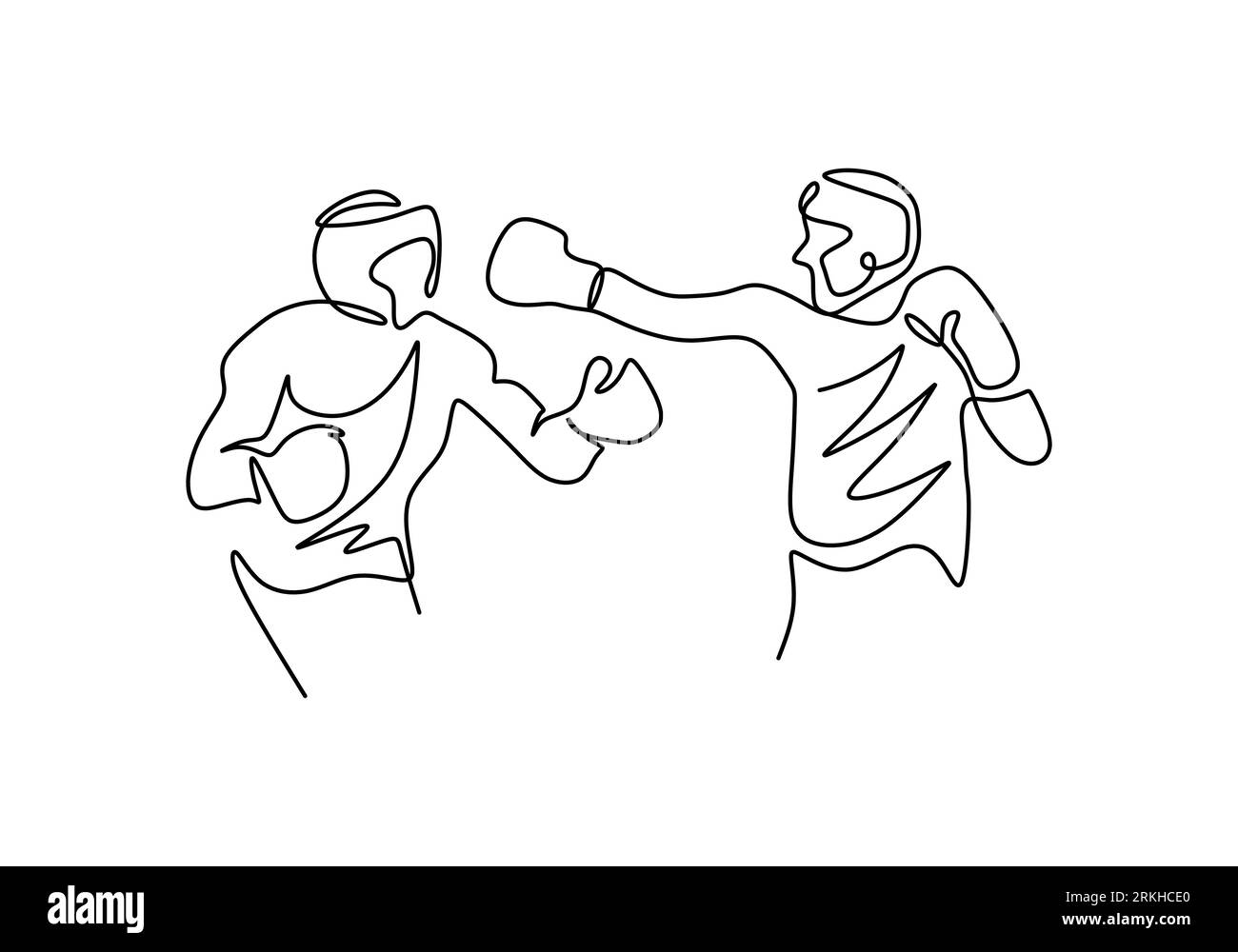 Continuous one line drawing of two man playing boxing isolated on white ...
