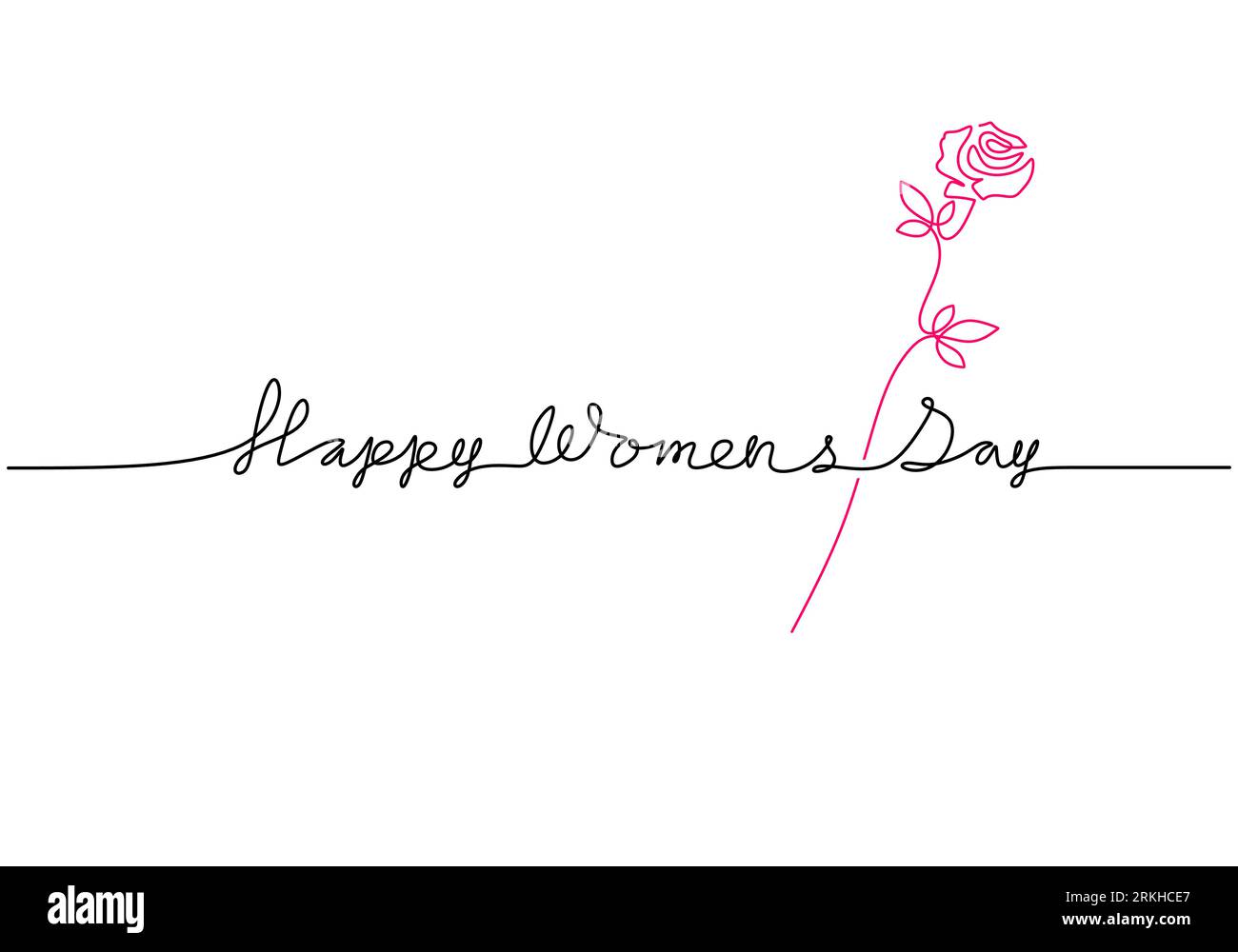 Happy Women's day lettering in continuous line drawing. International ...