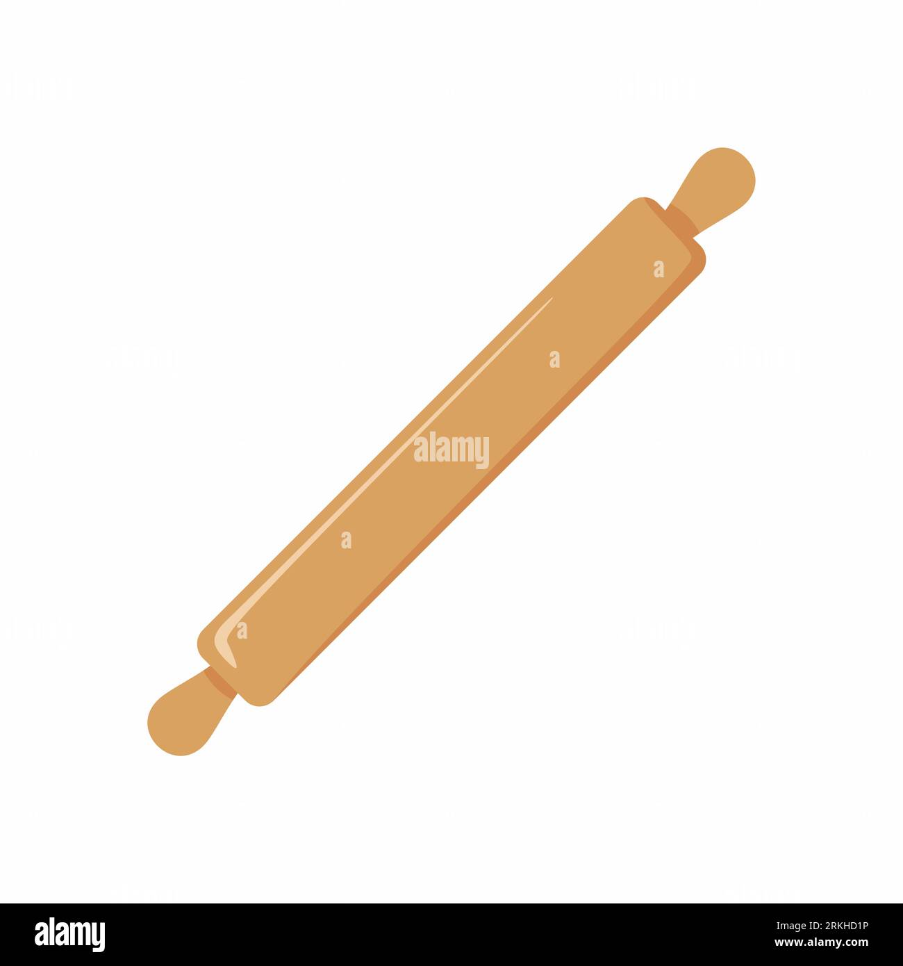 Dough rolling pin. Kitchen utensils, kitchenware icons isolated on a ...