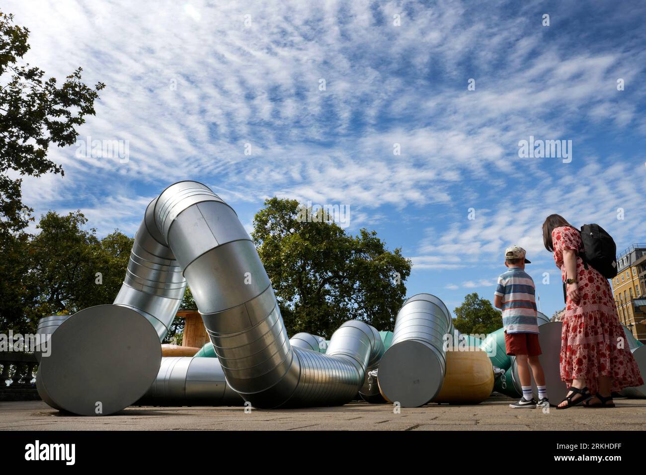 People look at artwork by Holly Hendry called 'Slackwater' in The ...