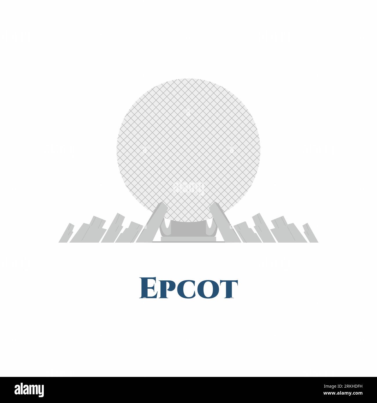 Epcot icon flat cartoon design isolated on white background. It is a ...
