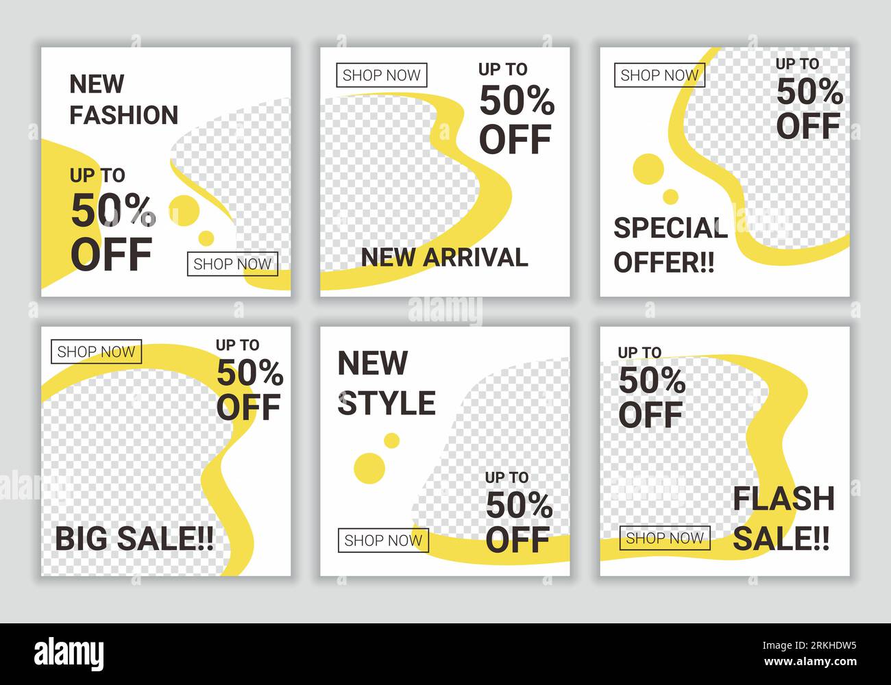 Set of editable minimal abstract square banner template design for ...