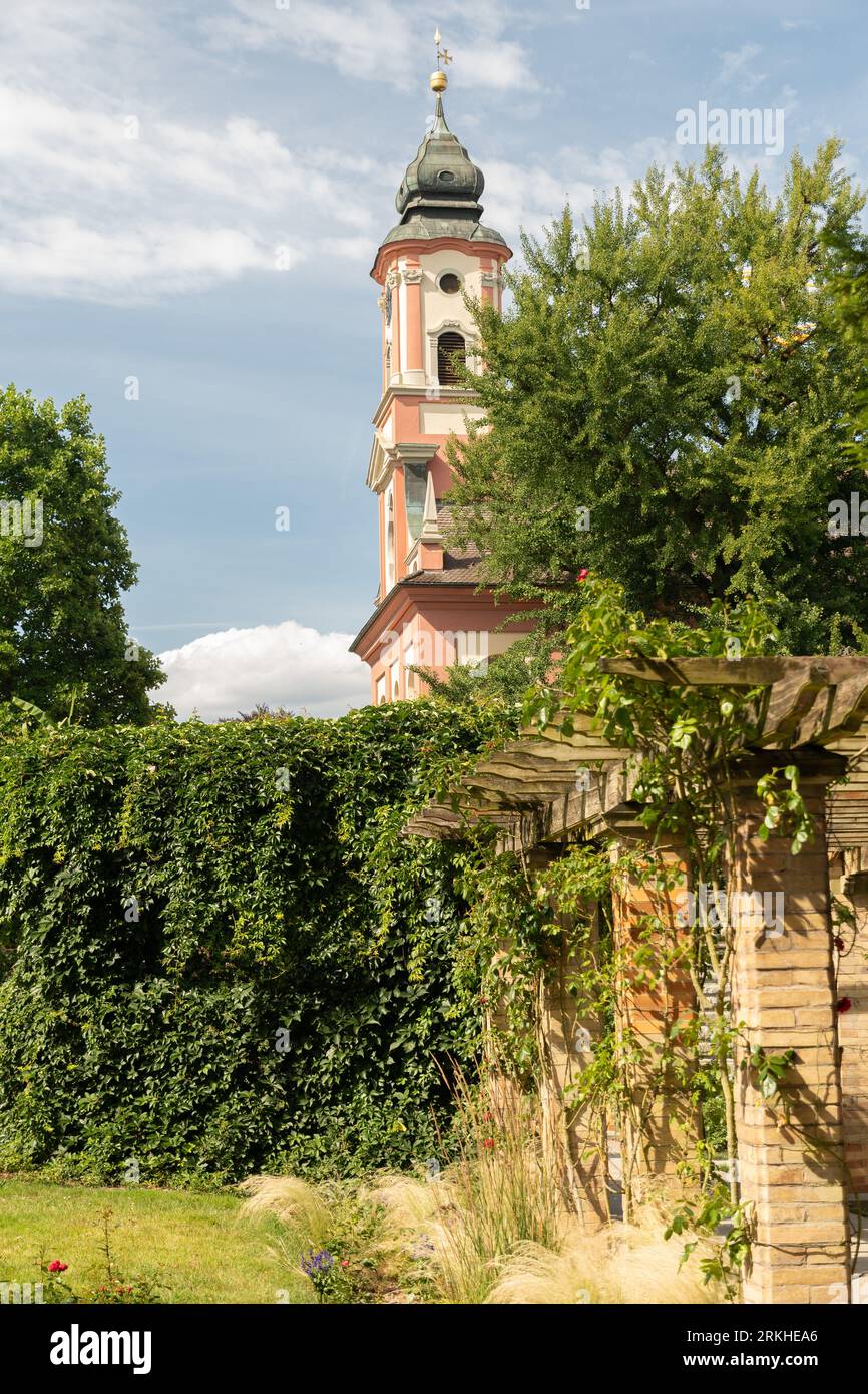 Mainau, Germany, July 20, 2023 Historic saint Marien church in a lovely ...
